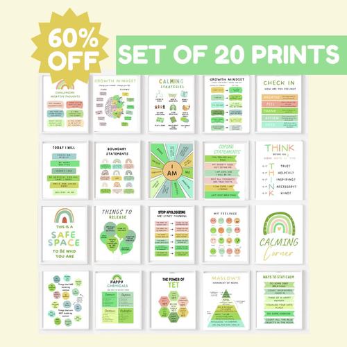 Calming corner poster bundle, Coping skills worries, anxiety, SEL ...