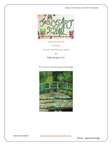 Monet Japanese Bridge Art Lesson Paint or Collage Grade Pre-K to 3 History