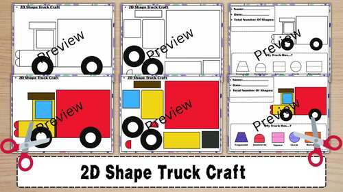 2D Shape Truck Craft | Transportation Math Activity | Cut, Paste ...