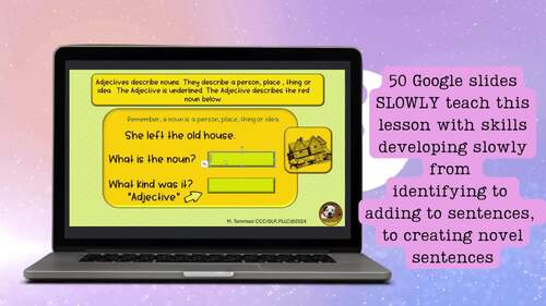 Writing Sentences with Adjectives GOOGLE Slides and Adjective worksheets
