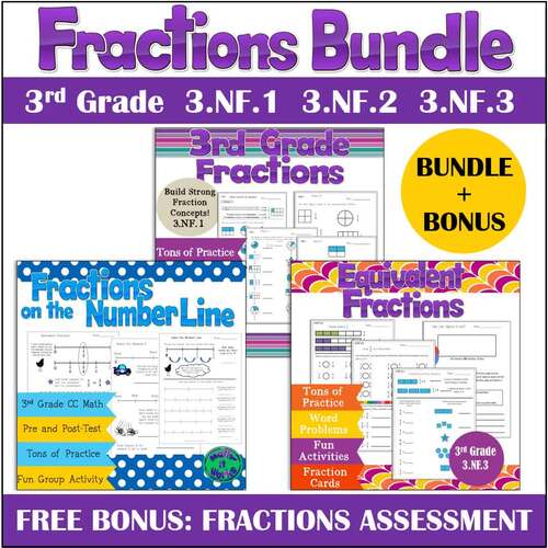 3rd Grade Fractions Bundle 3.NF.1/3.NF.2/3.NF.3 by Math - It Works