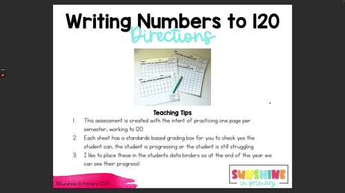 Writing Numbers to 120 Assessment by Sunshine in Primary | TPT