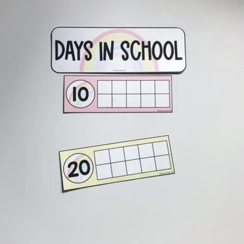 Days in School Ten Frames Display - Soft Pastel Rainbow Classroom Decor
