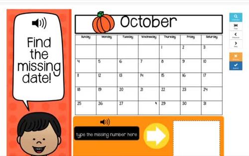 Calendar Skills: Type the Missing Date Digital Task Boom Cards 1st ...