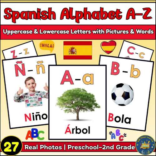 Spanish Alphabet Flashcards A–Z | Uppercase & Lowercase Letters with ...