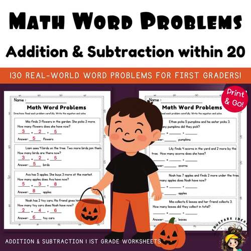 Math Word Problems | Addition & Subtraction within 20 | 1st Grade ...