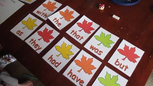 Autumn Sight Word Recognition Center or Whole Group Game for Fry 1-100