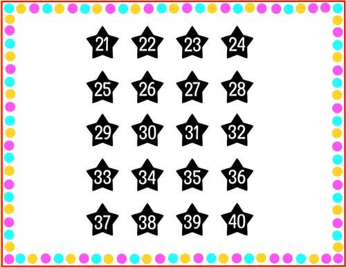 Printable Small Black and White Star Number Labels, Small Number Label