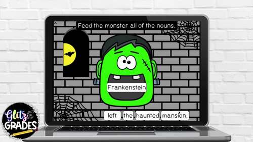 Halloween Grammar Activity Nouns Digital BOOM Cards Feed the Monsters