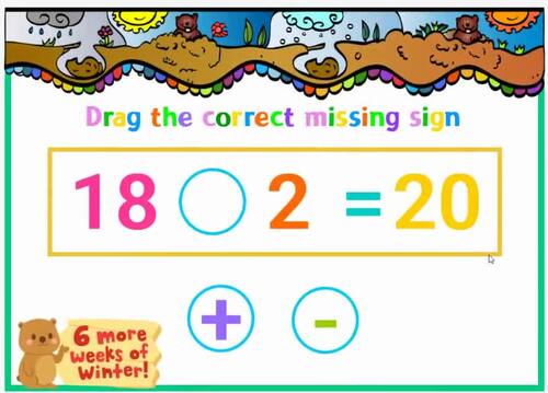 Groundhog Day Math Boom Cards Addition or Subtraction 1st Grade Math