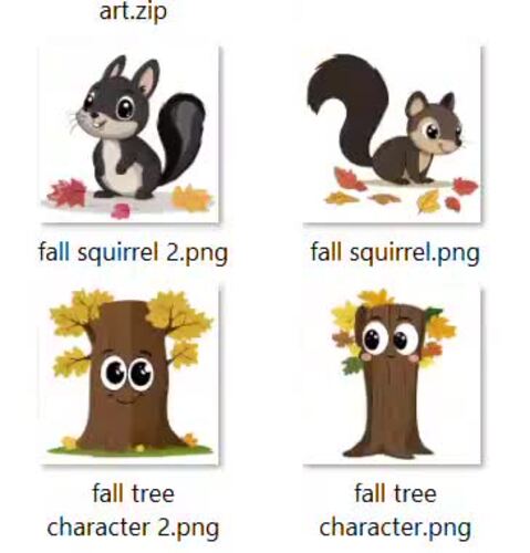 Fall Autumn Clipart Characters Clip Art Pack PNG Transparent Animals ...