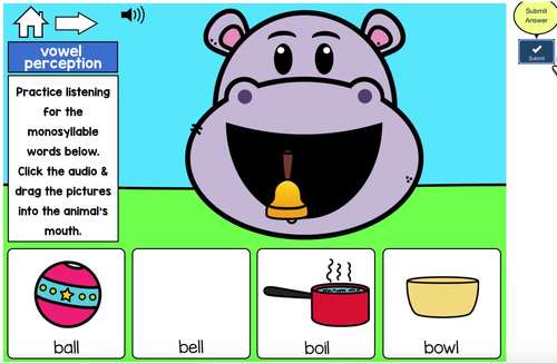 Auditory Training: Vowel Perception by The Chatty Classroom | TPT