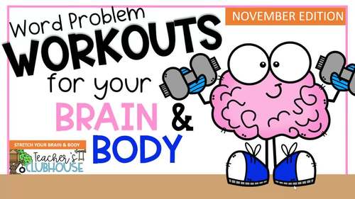 Thanksgiving Word Problems Workout - Math and Movement by Teacher's ...