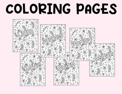 Printable Custom Name Coloring Pages, Floral Coloring Worksheets for Kids