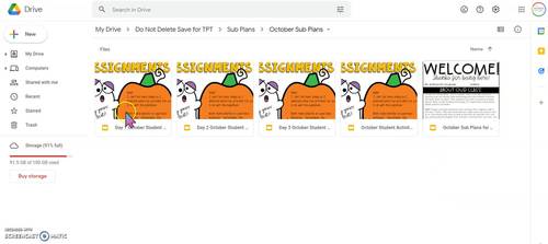 October Digital Emergency Sub Plans No Prep for 3rd and 4th Grade