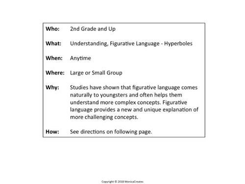 Hyperboles (Figurative Language) - Practice - Matching - Activity