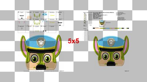 Chase Paw Patrol Head Fill Machine 03 Embroidery Design - Instant Download