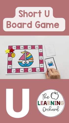 CVC WORD FAMILIES Short U Board Games Phonics Activity Literacy Center