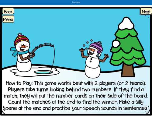 F and V Winter Articulation Memory Games Boom Cards™ Speech Therapy ...