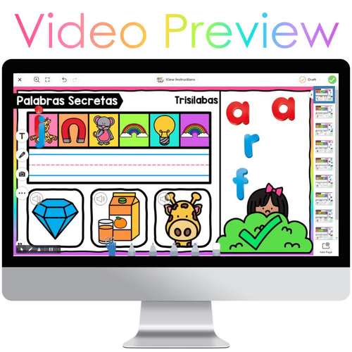 Digital Palabras Secretas Tres Silabas - Google Slides™ | SeeSaw ...