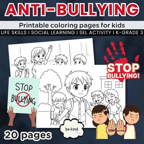Anti-Bullying at School Coloring Pages, SEL & Life Skills Activities ...