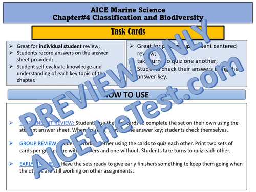 Chapter4 Classification and Biodiversity Task Cards AICE Marine AS