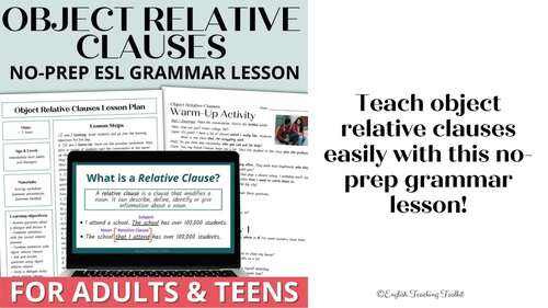 Adult ESL Grammar Worksheets, Activities & Lesson Plan - Object ...