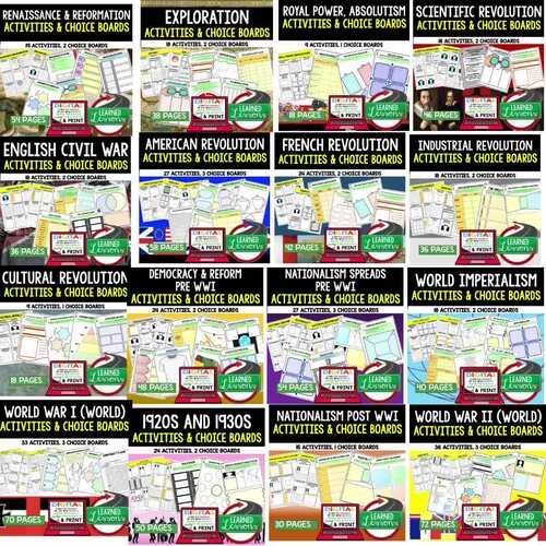 Nationalism in Asia, Africa, and Latin America Activities, Choice Board ...