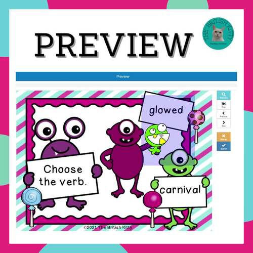 Halloween Monster Nouns Verbs Adjectives Adverbs Boom Cards™ | TPT