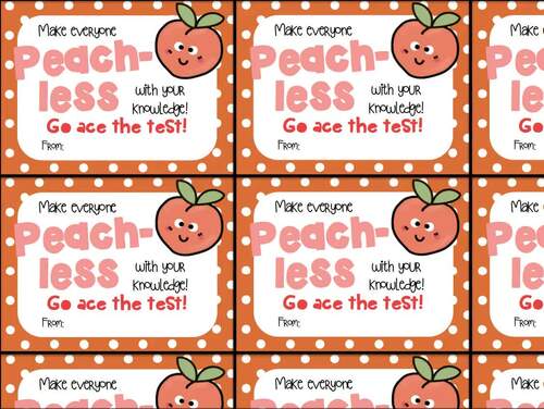 Peach Snack Testing Motivation Treat Tags by Highs and Lows of a Teacher