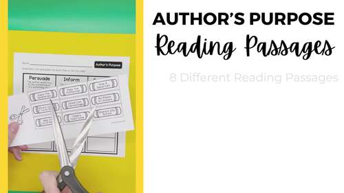 Author’s Purpose – Reading Comprehension Passages for 1st Grade | TPT
