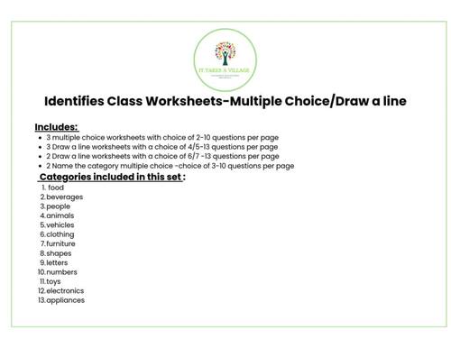 Identifies class-Categories Multiple choice worksheets | TPT