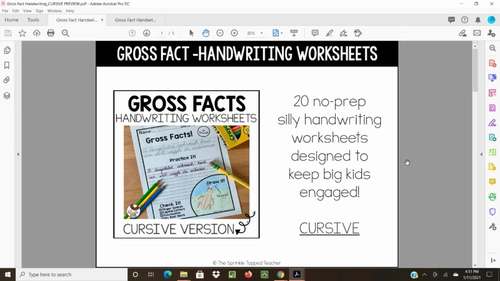 Silly Cursive Handwriting Worksheets - Gross Fact Sentences | TPT