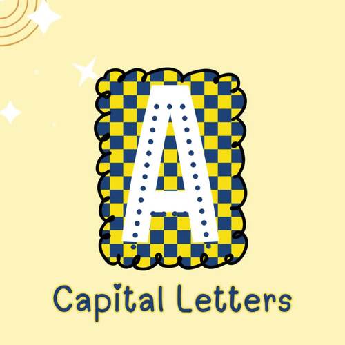 Yellow Blue Checkered Dot Bulletin Board Letters Classroom Decor