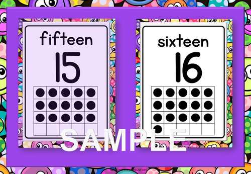 NUMBER POSTERS with ten frames l Classroom Decor l SMILEY FACES DESIGN