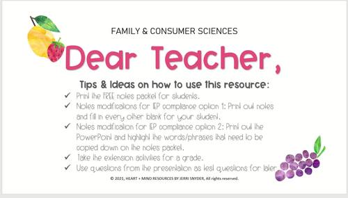 FACS, FCS Toddler Nutrition 1 to 3 years PowerPoint & Notes Child ...