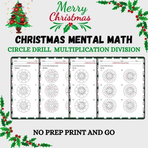 Christmas Mental Math Master Circle Drill Multiplication And Division ...