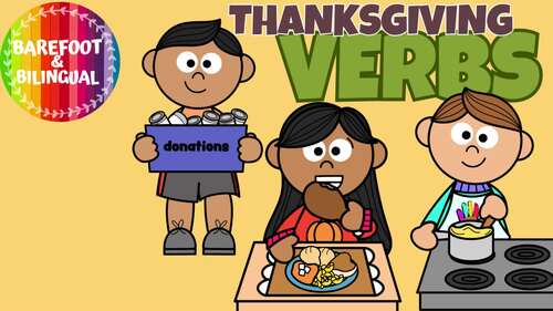 Thanksgiving Verbs Clipart | Grammar Thanksgiving Clipart | TPT