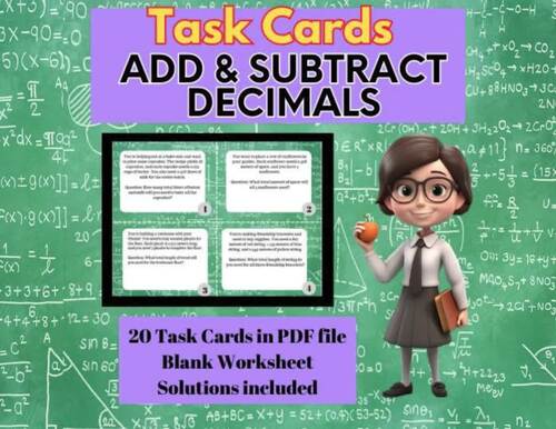 ADD & SUBTRACT DECIMALS* Task Cards * for Middle School Math | TPT