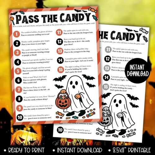 Halloween Pass the Candy Fun Game Activity, Pass the Prize Pumpkin Fall ...