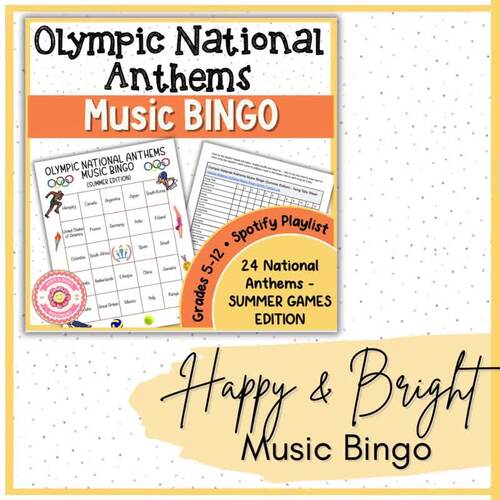 Summer Olympics Music Bingo for Middle School: National Anthems ...