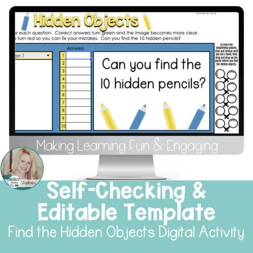 Editable Self-Checking Hidden Pictures Task Card Template Resource Vol.1