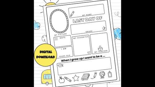 First and Last Day of School Printable | Memory Keepsake Page for Students