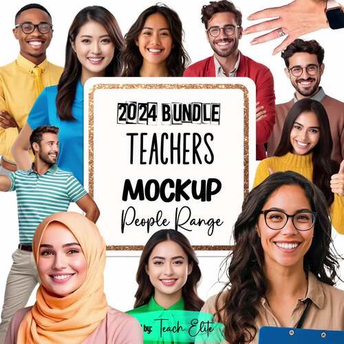 2024 Mockups of Teachers Realistic Clipart Bundle 130+ items by Teach Elite