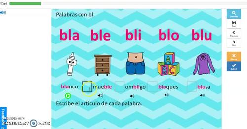 Sílabas trabadas bl y br Boom Cards 1st Grade Spanish by Pasito a pasito