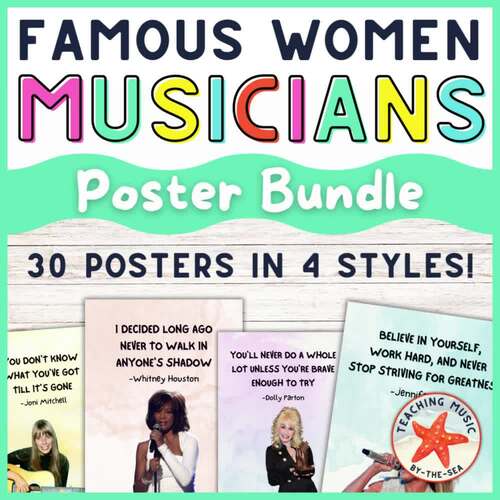 Famous Women Musicians Posters | Women's History Music Classroom Decor