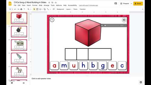 CVCe - Long U - Phonics Word Building for Google Slides by Second Grade ...