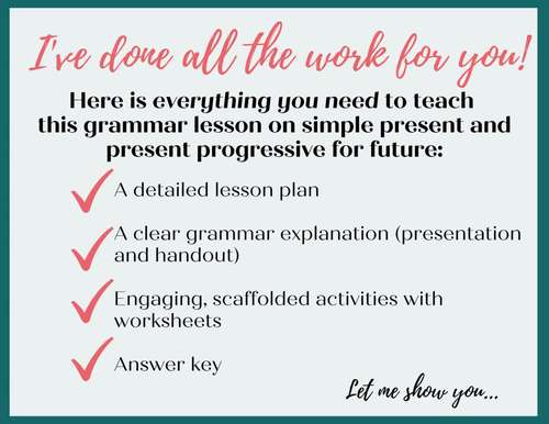 Present Verb forms for Future Adult ESL English Grammar Lesson | TpT