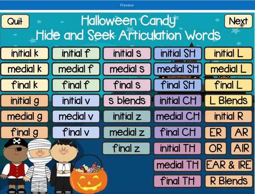 Halloween Speech Therapy Articulation Activity Fall Boom Cards Digital ...