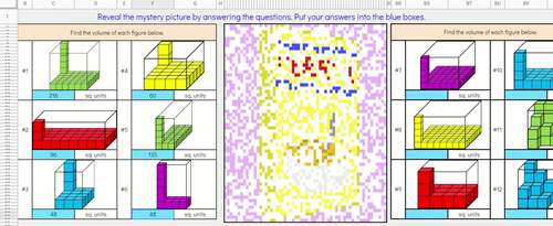 Digital Math Pixel Art | Mystery Picture 5th Grade Understanding Volume ...